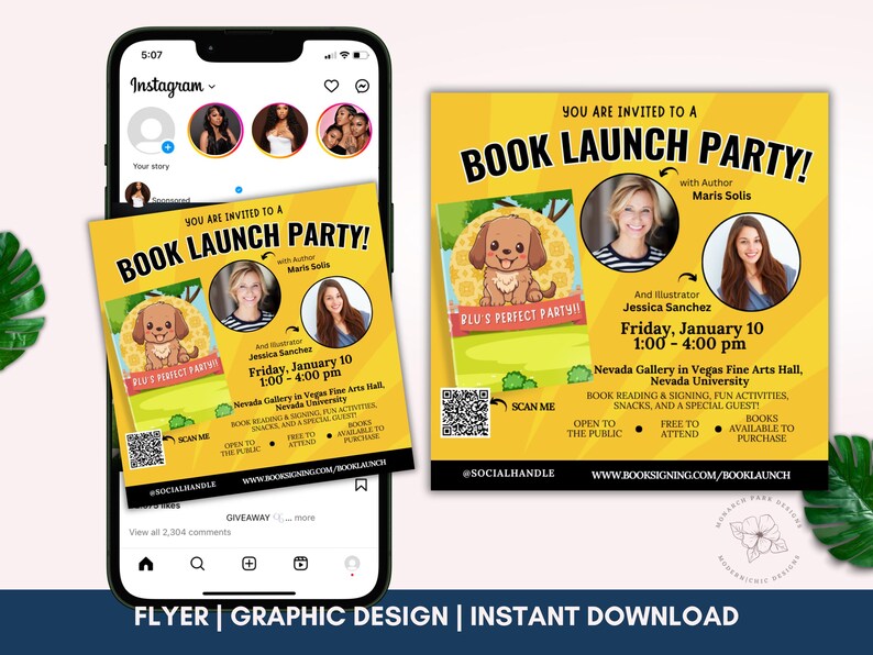 Editable Author Book Launch Party Flyer: Canva Template (digital ...