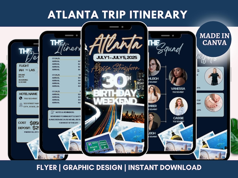 Animated Atlanta Girl's Trip Itinerary: Editable Travel Planner ...