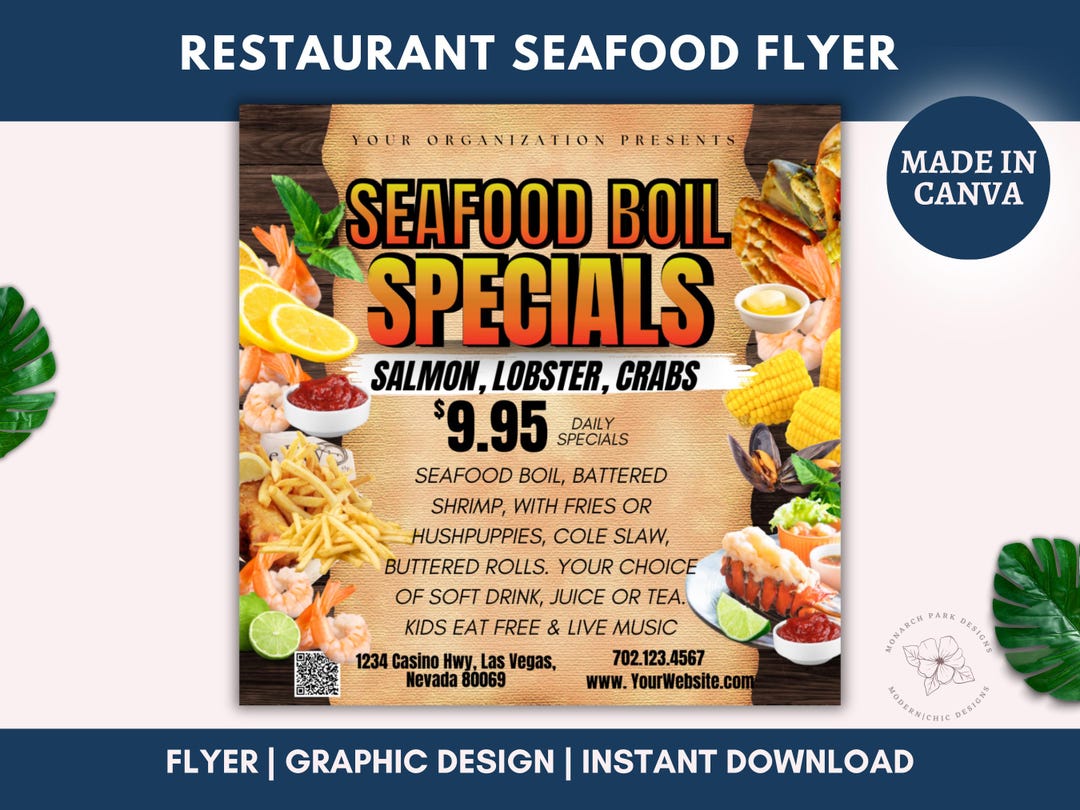 Editable Restaurant Flyer, Seafood Saturdays, Seafood Platter Sale ...
