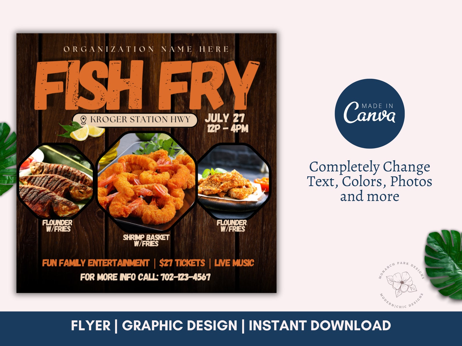 Editable Fish Fry Flyer Template: School & Church Fundraiser (instant ...