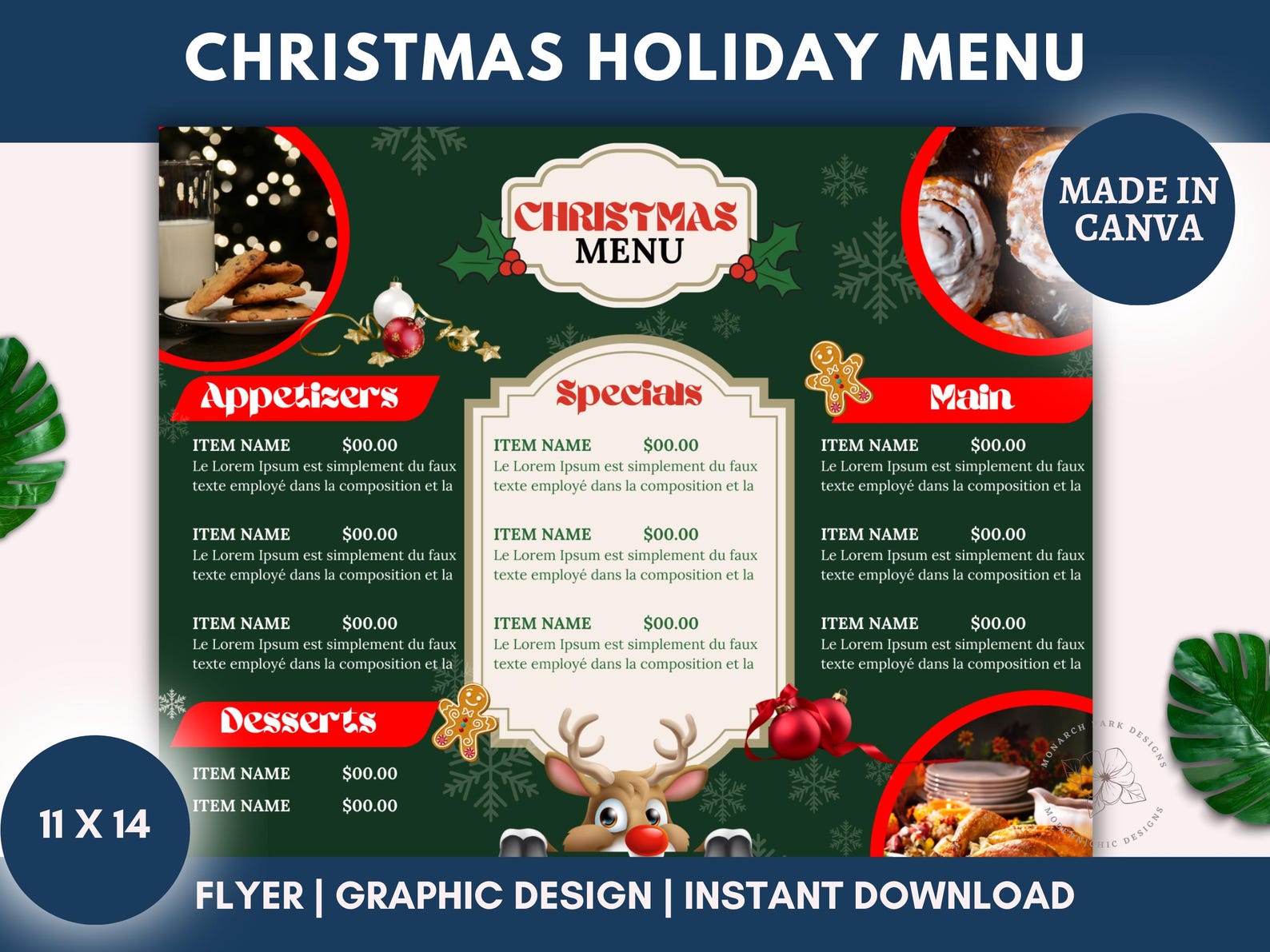 Editable Menu Template, Christmas Menu, Christmas Catering Menu, Cater ...
