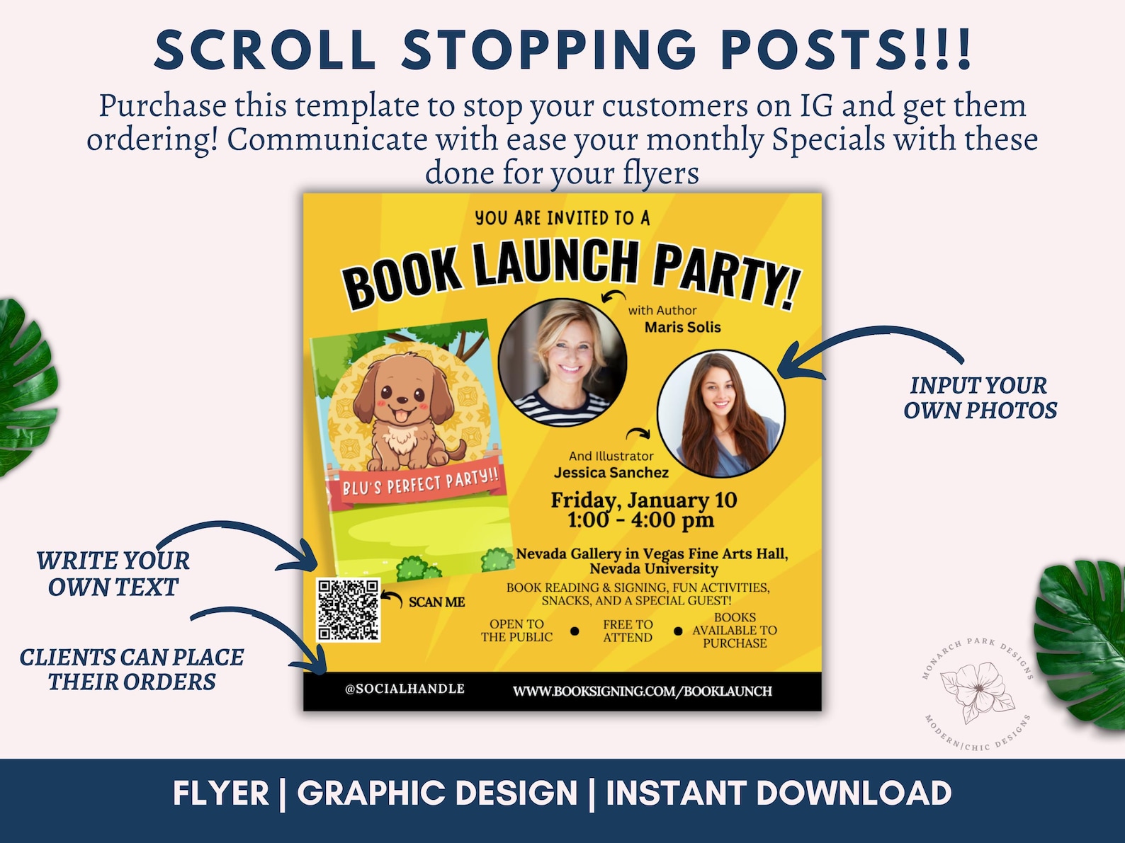 Editable Author Book Launch Party Flyer: Canva Template (digital ...