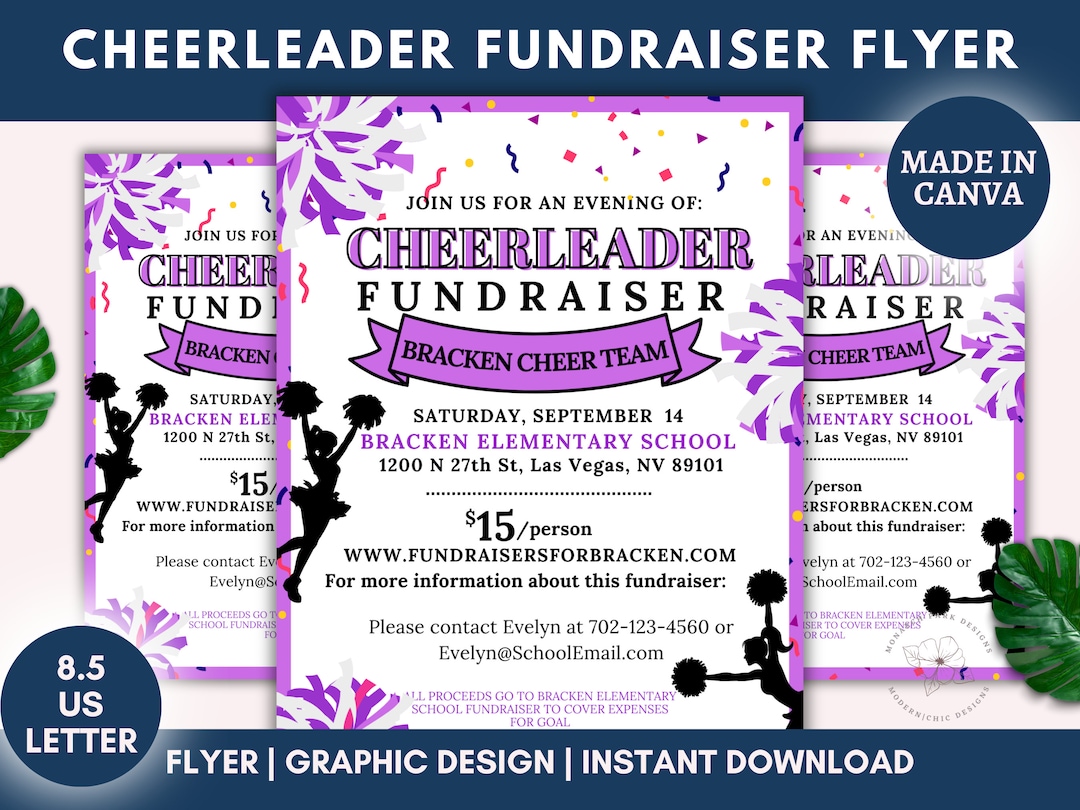 Cheer Fundraiser Canva, Printable PTA PTO Flyer, School Benefit ...