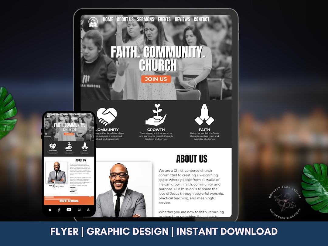 Church Website Template Canva, Ministry Website Design, Faith Church ...