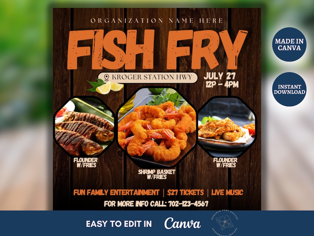 Editable Fish Fry Flyer Template: School & Church Fundraiser (instant ...