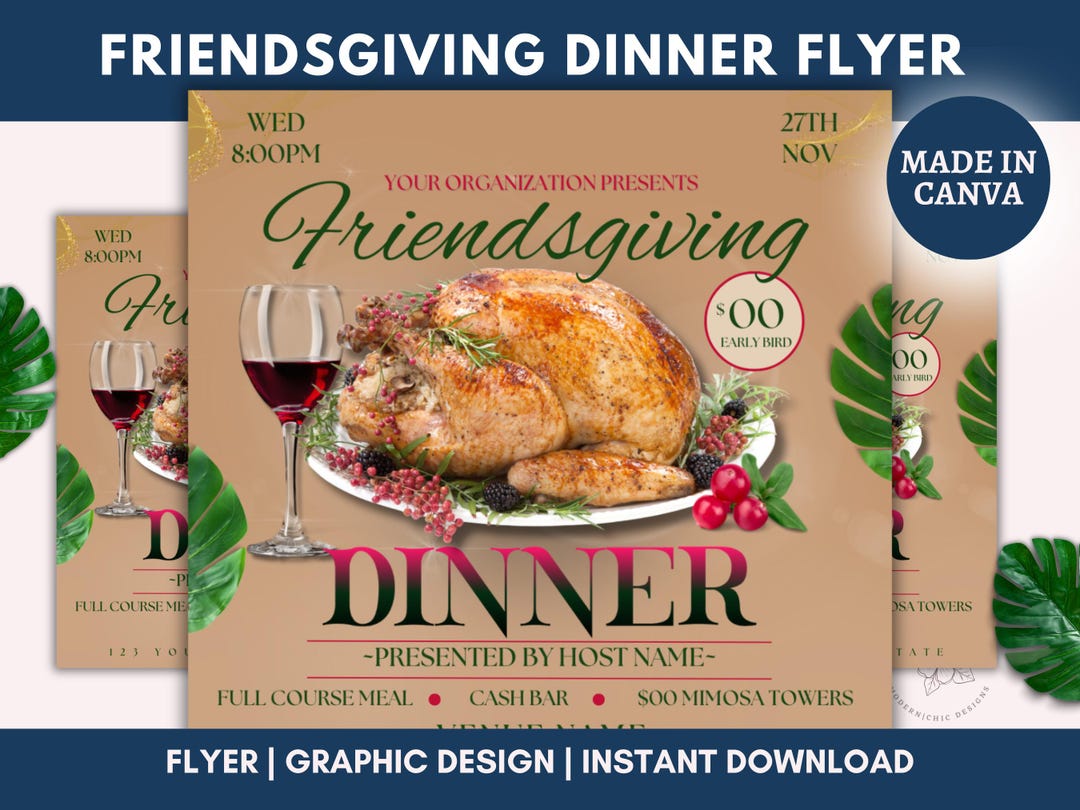 Friendsgiving Flyer Template, Friendsgiving Invitation, Friendsgiving ...