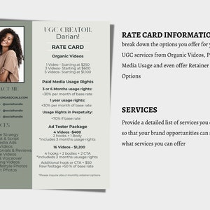 UGC Rate Card Template: Influencer Media Kit (canva) - Etsy