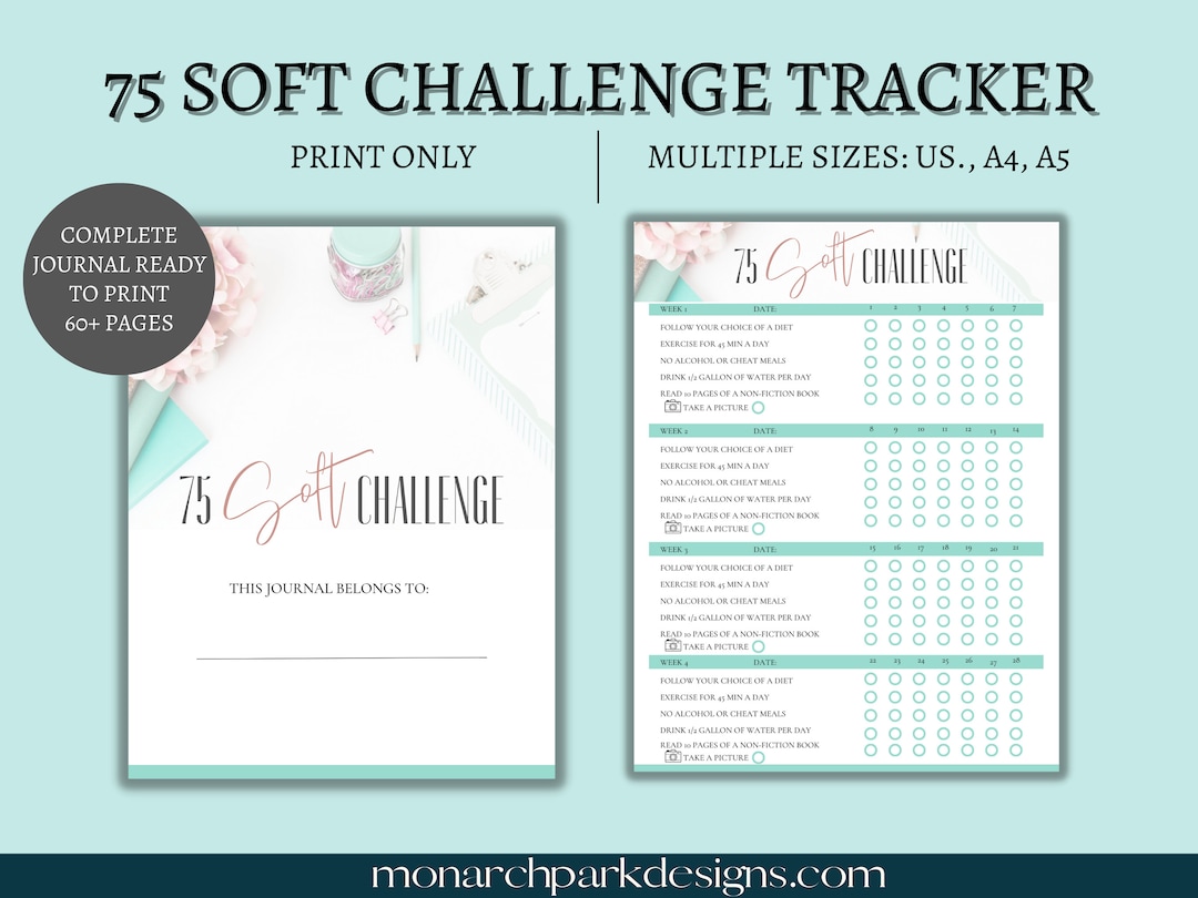 75 Soft Challenge Printable Tracker, Digital PDF Download, Use as a ...