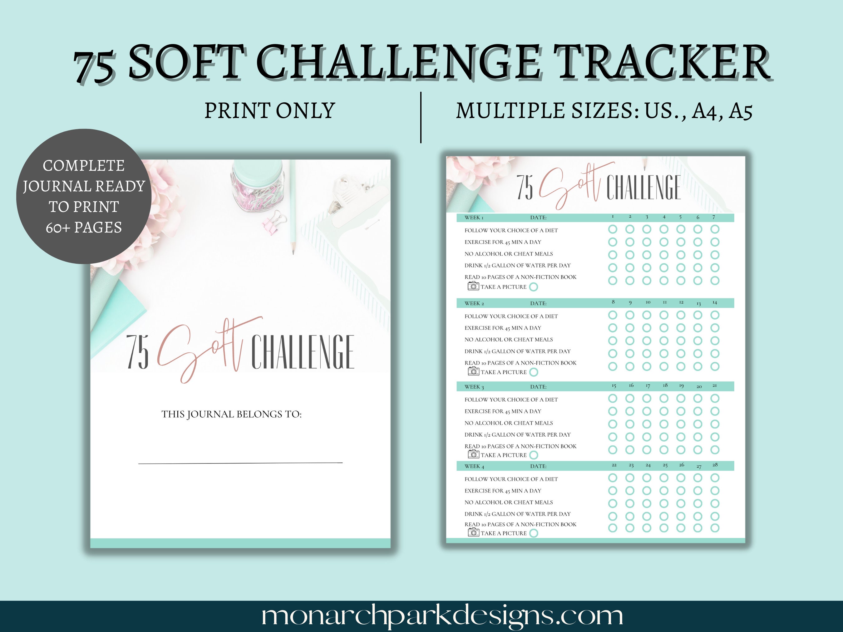 75 Soft Challenge Printable Tracker, Digital PDF Download, Use as a ...
