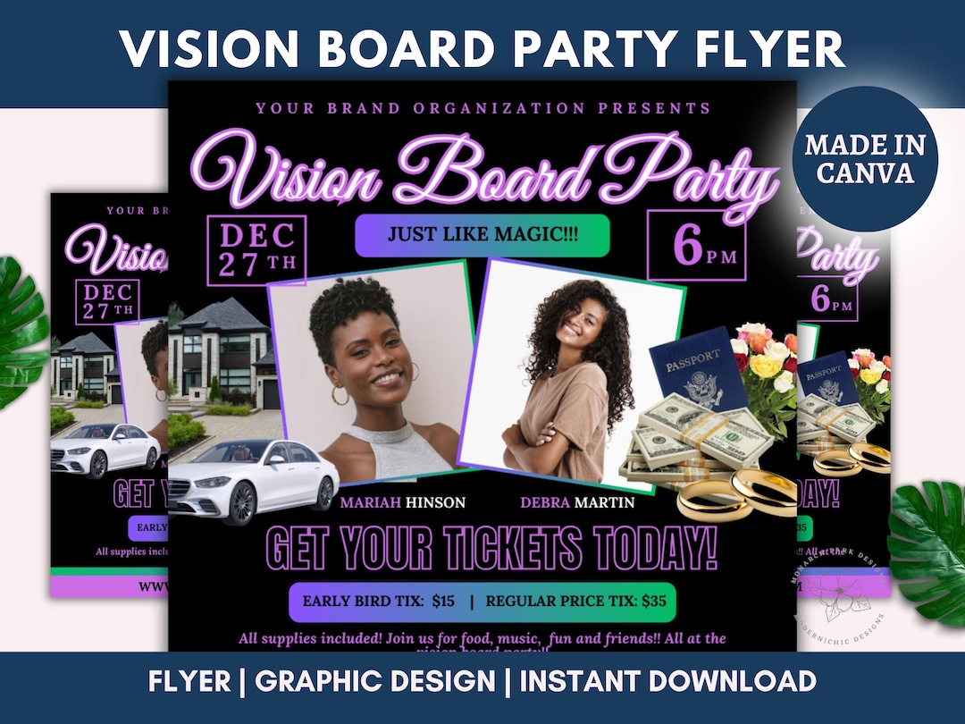 Vision Board Party Flyer, Vision Flyer, Social Media Post, New Year ...