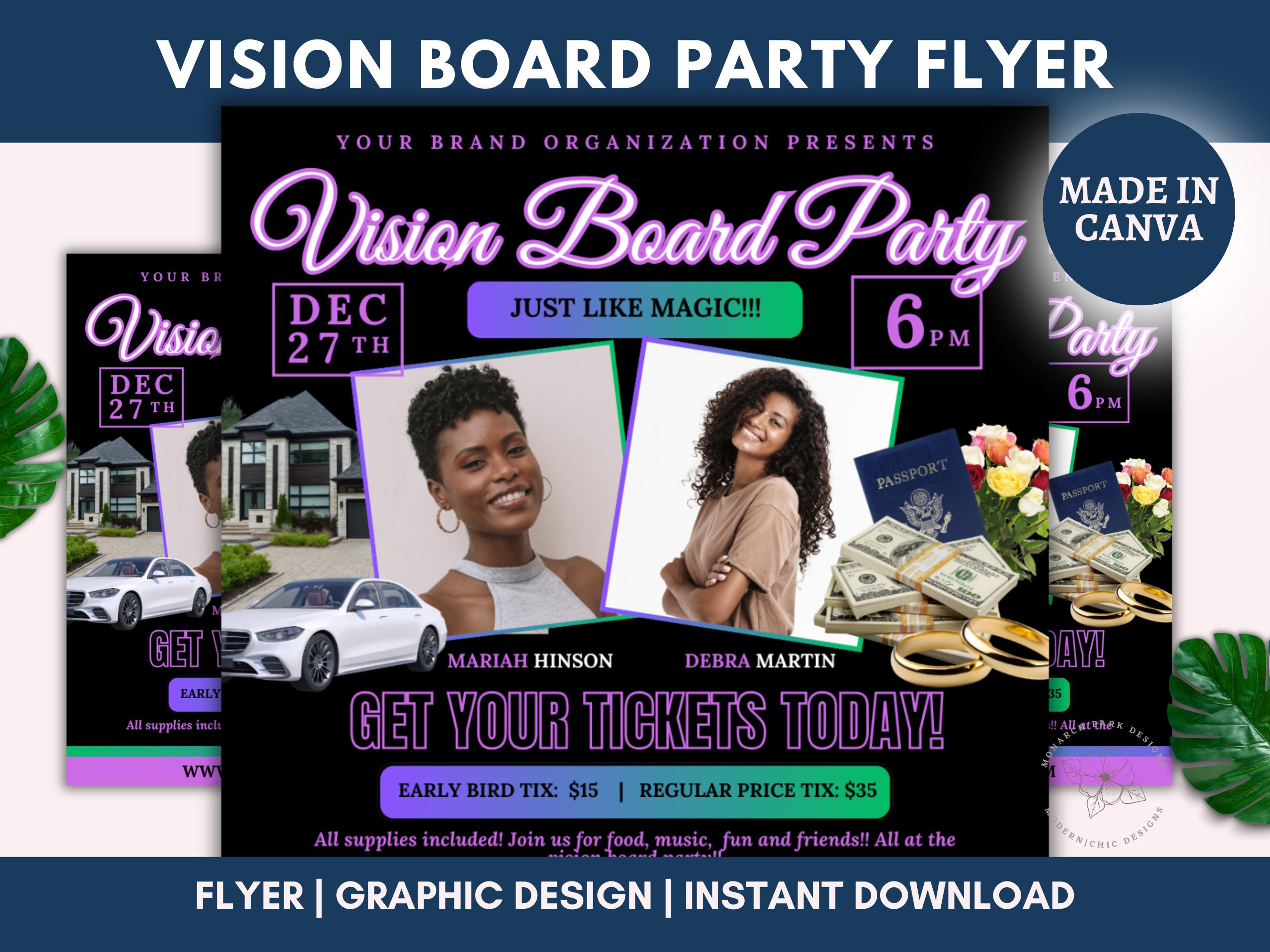 Vision Board Party Flyer, Vision Flyer, Social Media Post, New Year ...