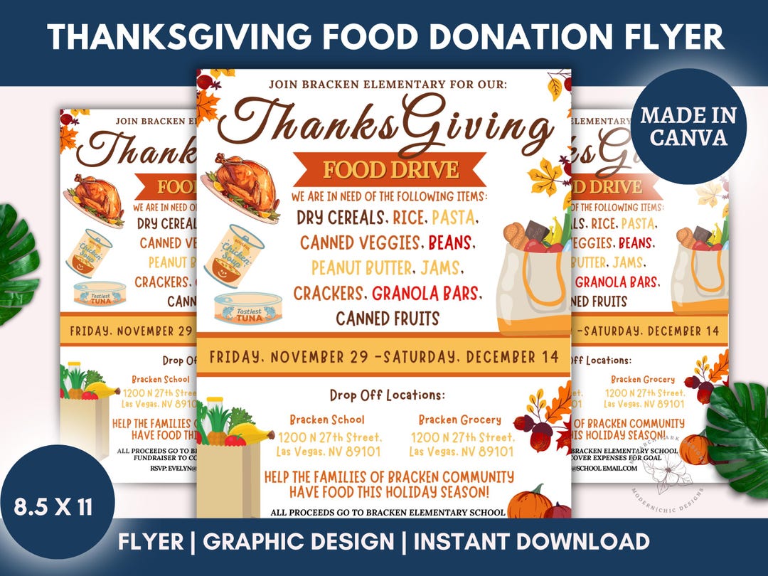 Thanksgiving Food Drive Flyer, Fall Food Drive, Autumn Food Drive ...