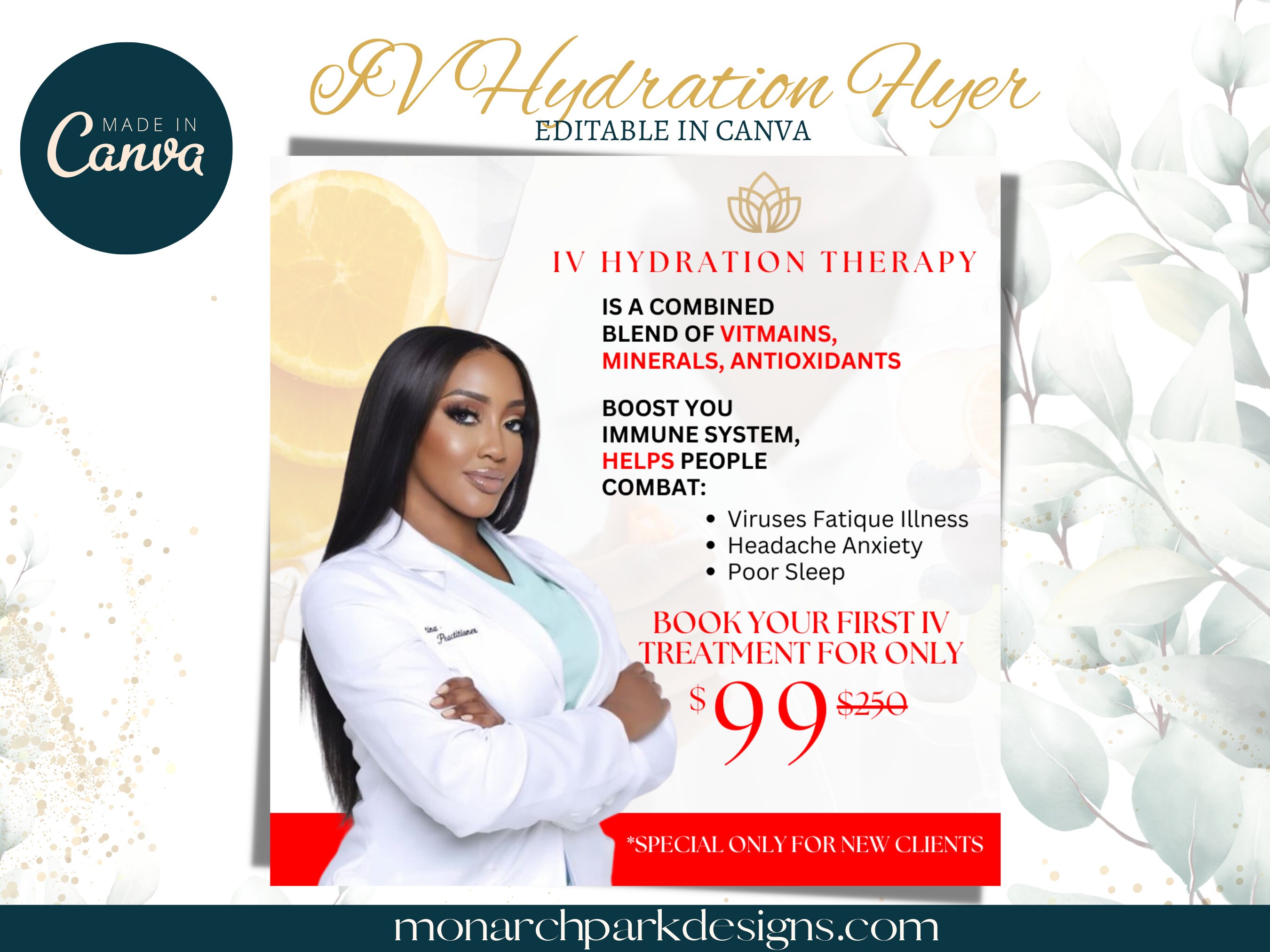 IV Drip Therapy Flyer, IV Hydration Flyer Template, Instagram Template ...