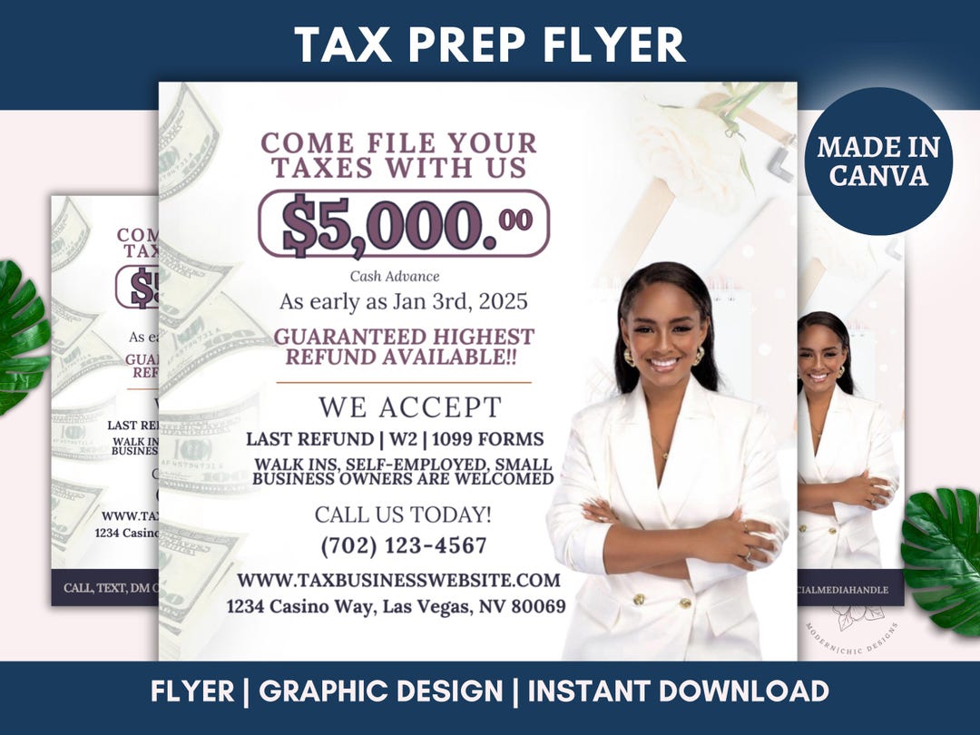 Editable Tax Prep Flyer 2025, Tax Prep Flyer, Tax Services Flyer, Small ...