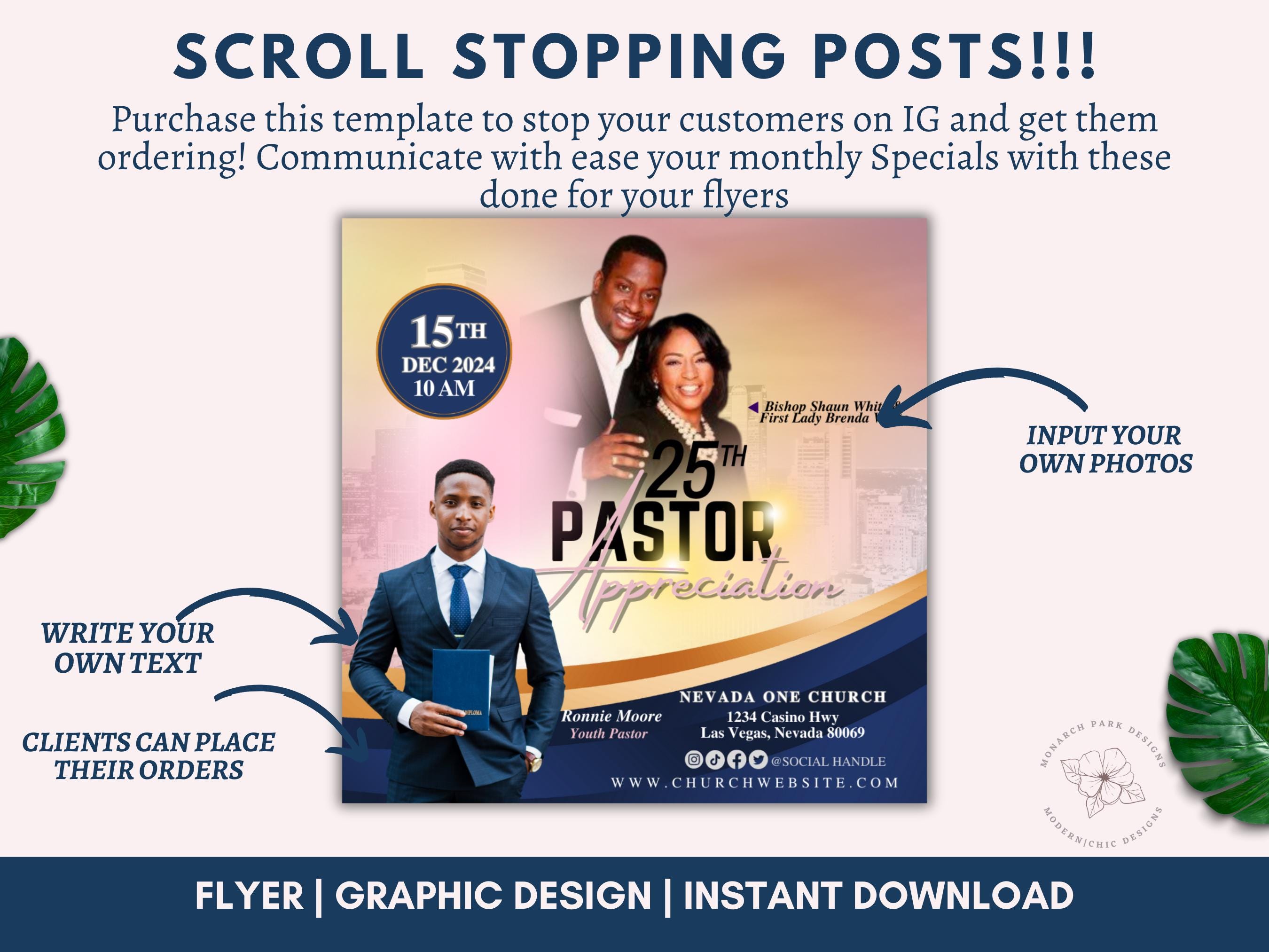 Editable Pastor Anniversary Flyer Template: Church Celebration (canva ...