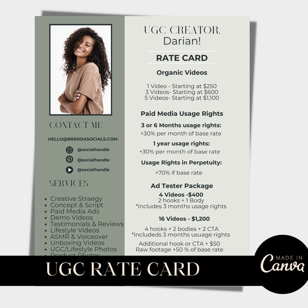 Rate Card Template - Etsy Canada