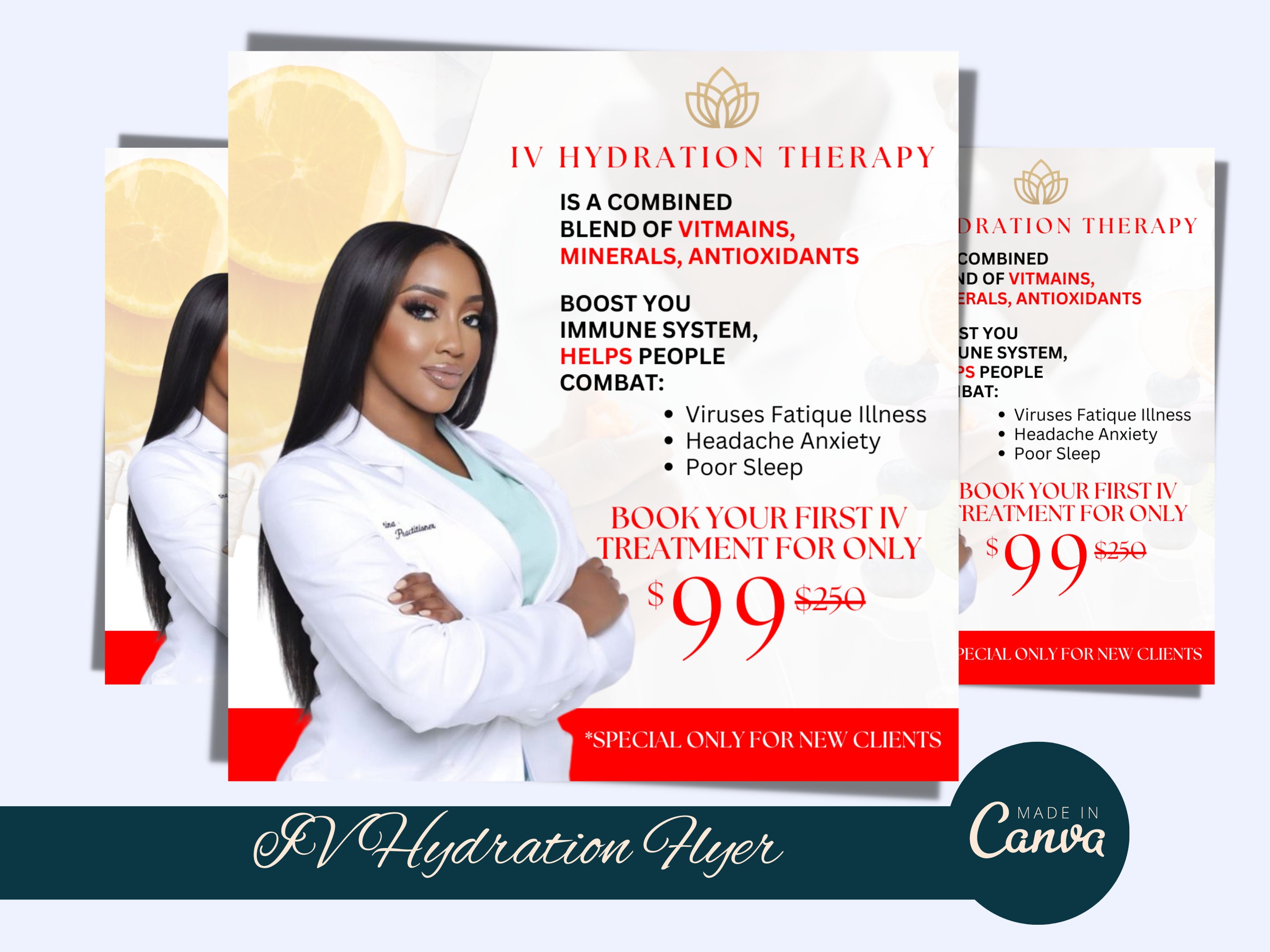 IV Drip Therapy Flyer, IV Hydration Flyer Template, Instagram Template ...