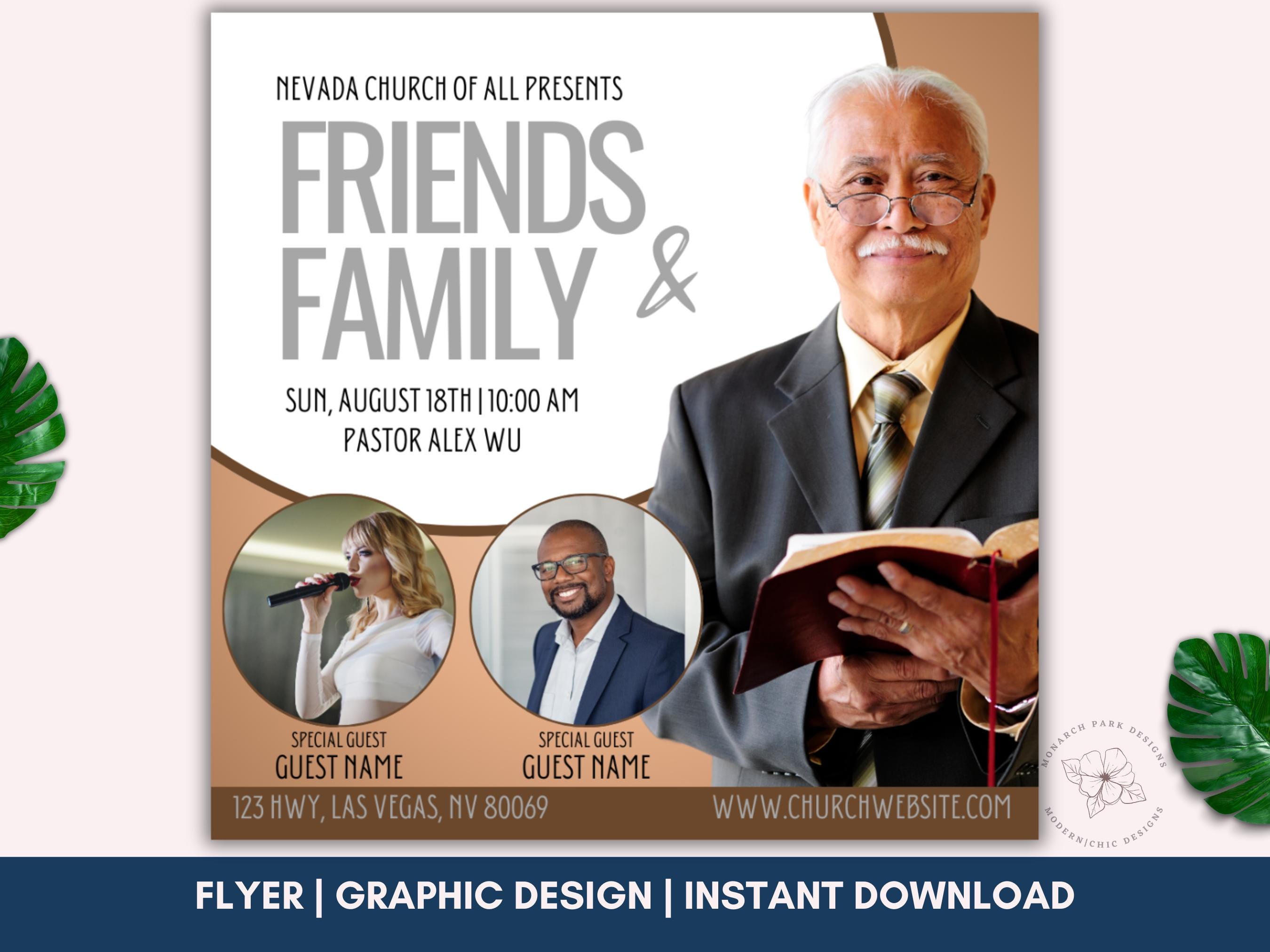 Friends and Family Church Flyer: Elegant Event Template (canva Edit) - Etsy