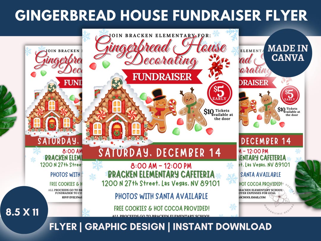 Editable Gingerbread House Decorating Fundraiser, Printable Holiday ...