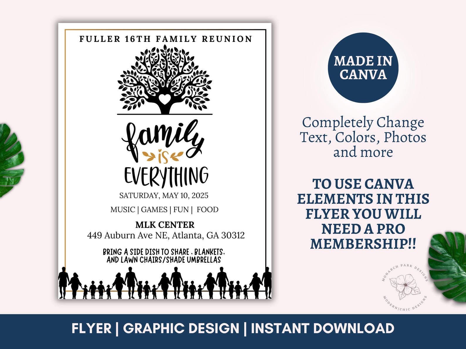 Editable Family Reunion Flyer Template: Family Tree Design (canva) - Etsy