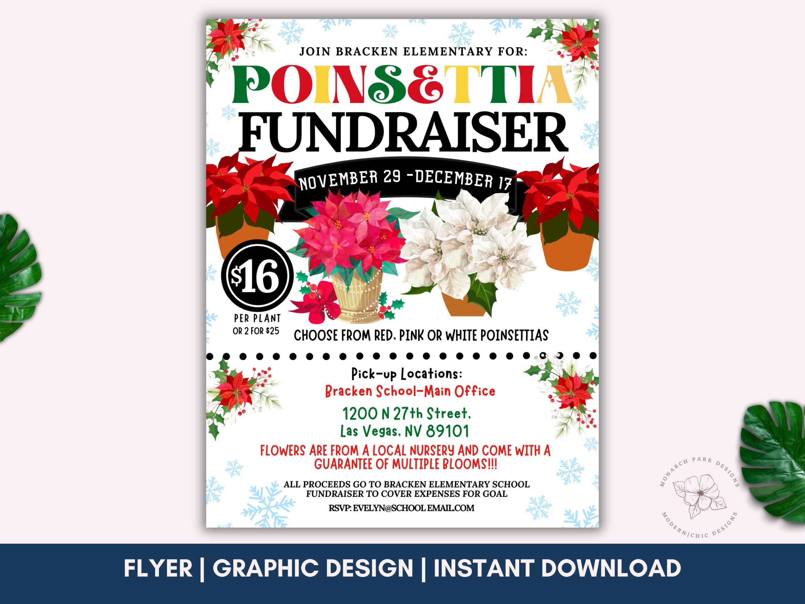 Poinsettia Fundraiser Flyer, Christmas School Church Pto Pta, Holiday ...