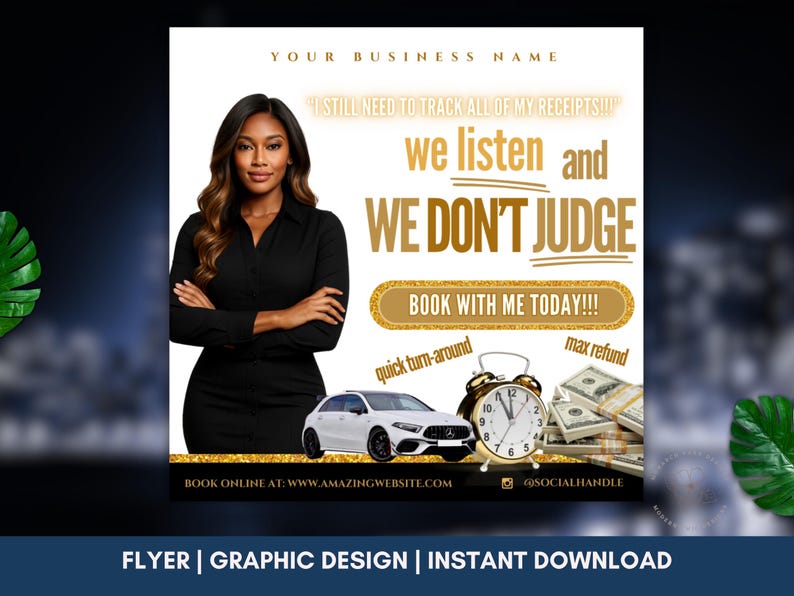 Luxury Gold Tax Prep Flyer Template (canva) - Etsy
