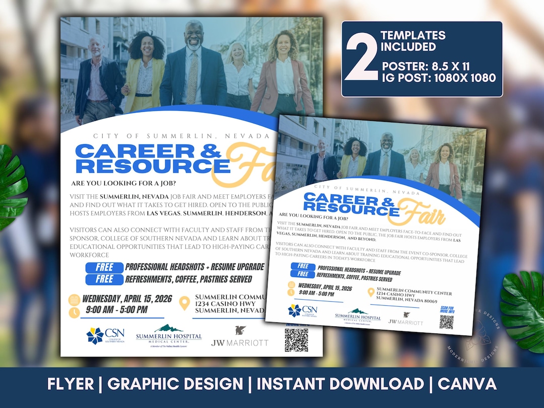 Career Fair Flyer Template, School Recruitment Poster, Editable Canva ...