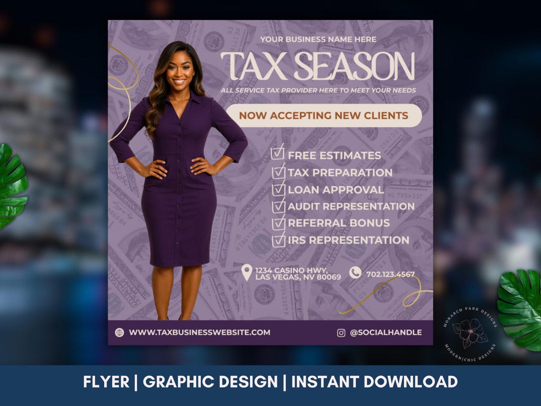 Purple Tax Season Flyer, Accountant Advertising Template (canva ...