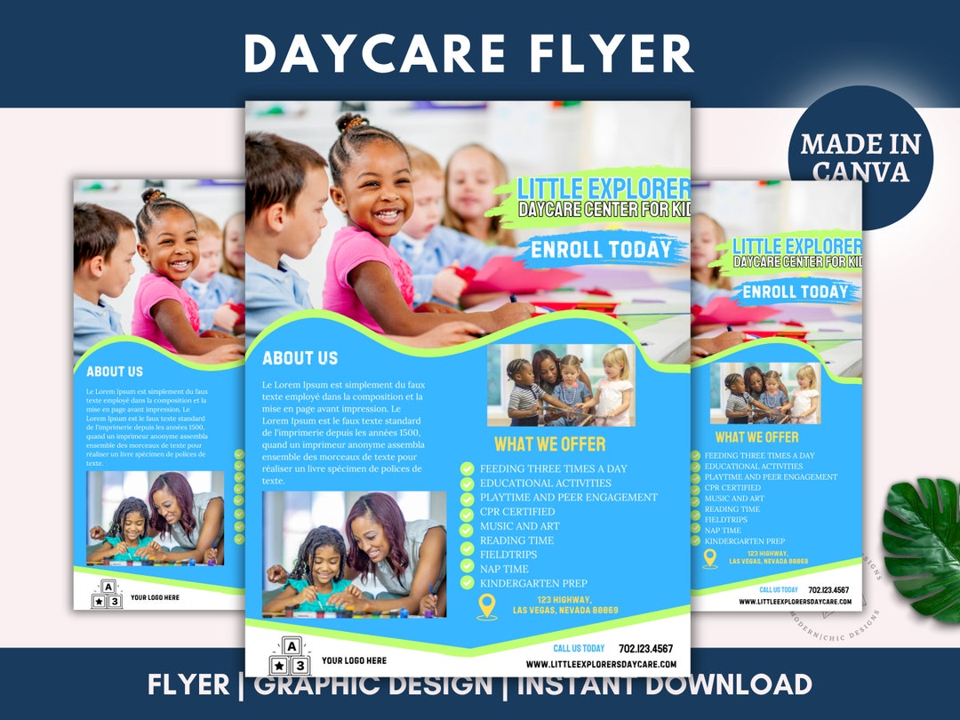 Editable Daycare Flyer Template: Childcare & Preschool Advertising ...