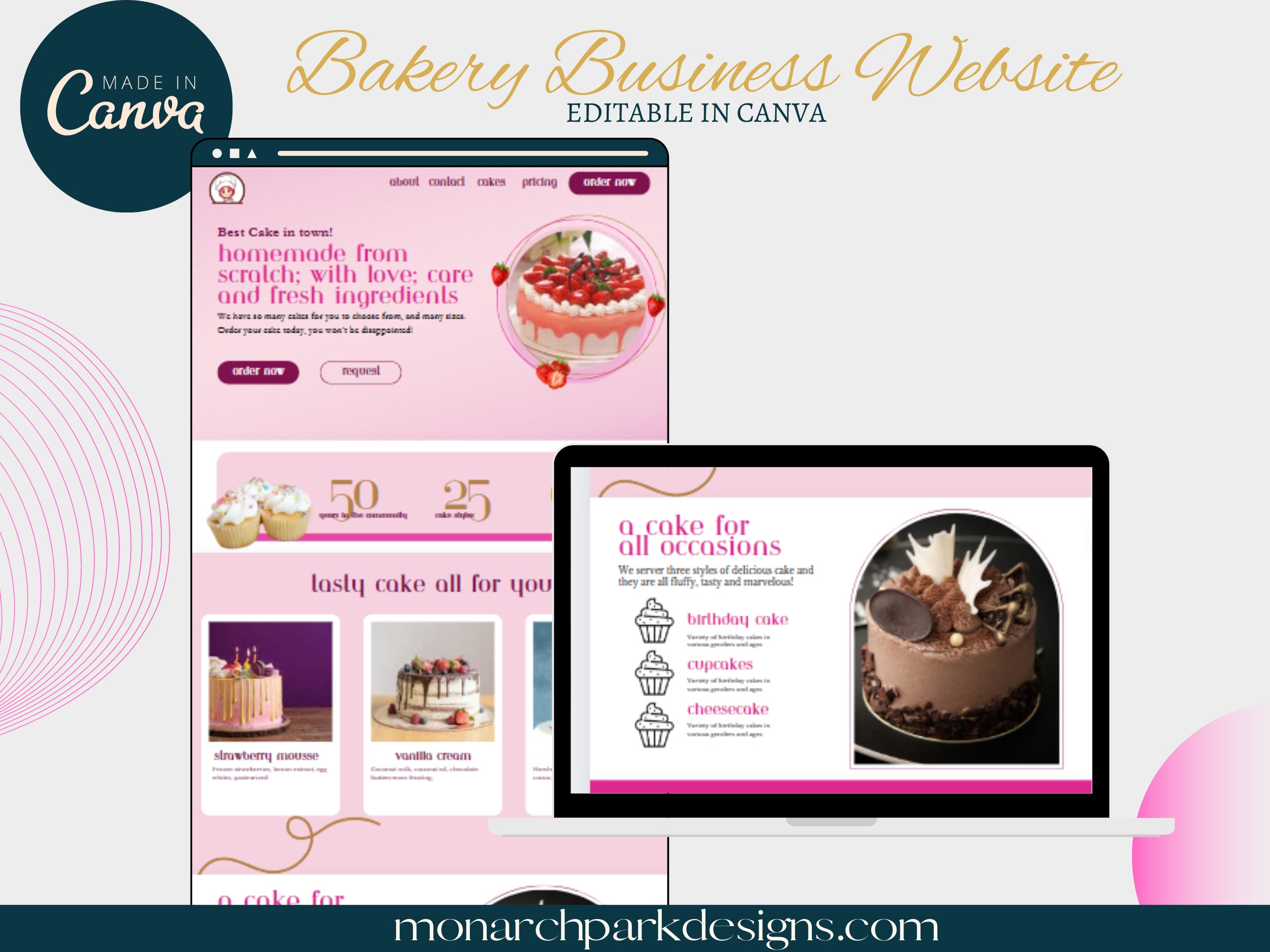 Bakery Website Template, Bakery Business, Branding, Editable Canva ...