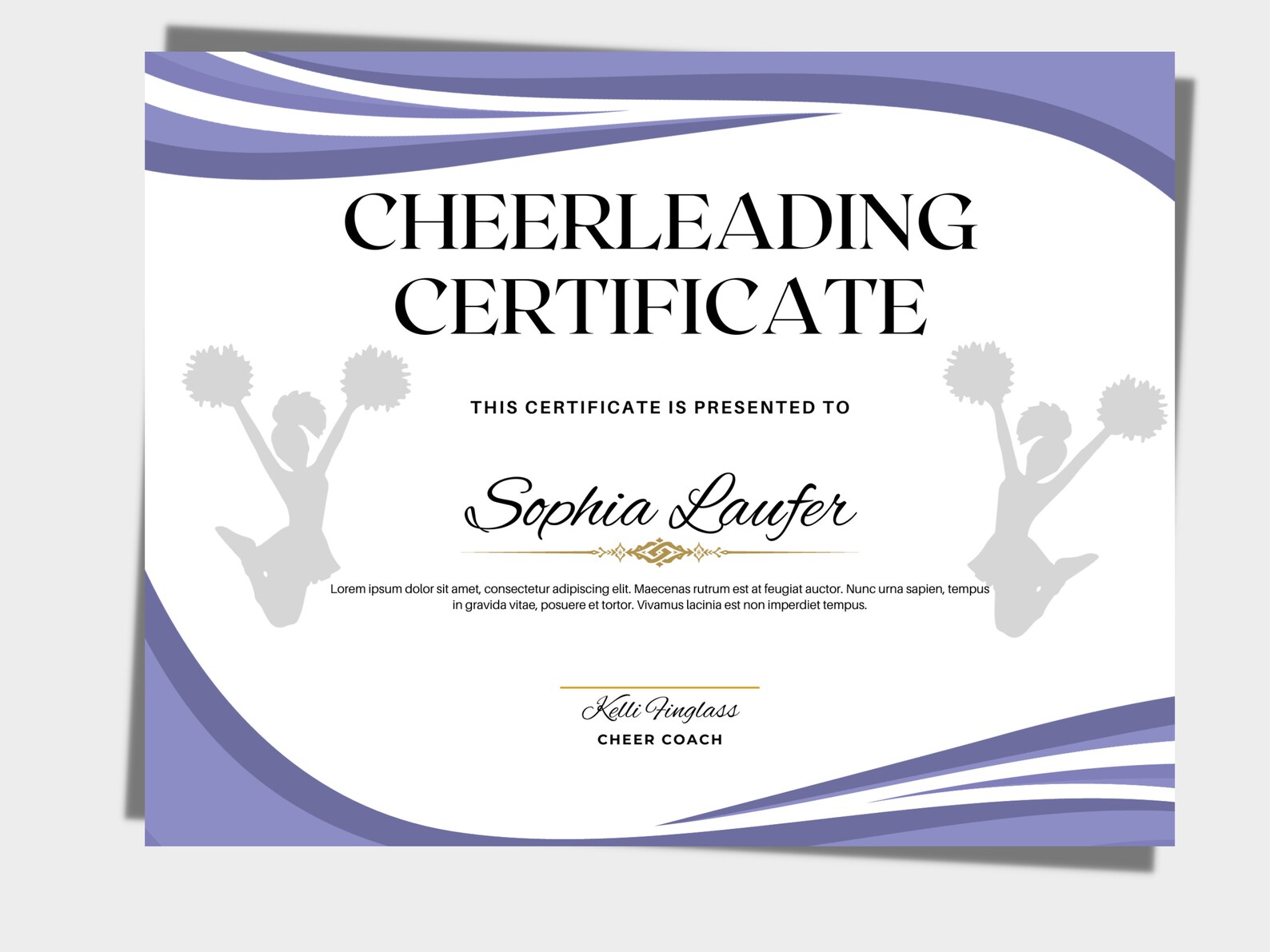 Cheerleader Certificate Template, Editable Cheerleading Award, Cheer ...