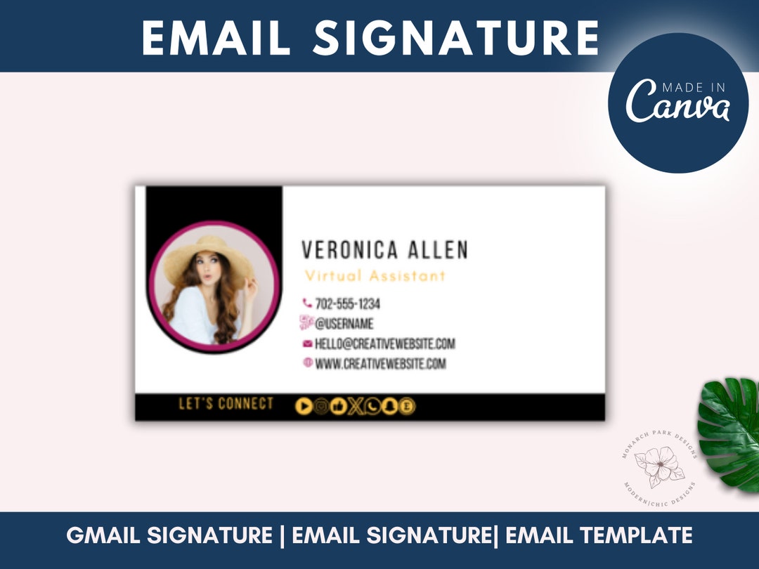 Virtual Assistant Email Signature Template, Outlook, Pink, Pretty Gmail ...