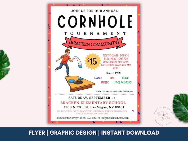 Editable Cornhole Tournament Flyer Template, Business School Church ...