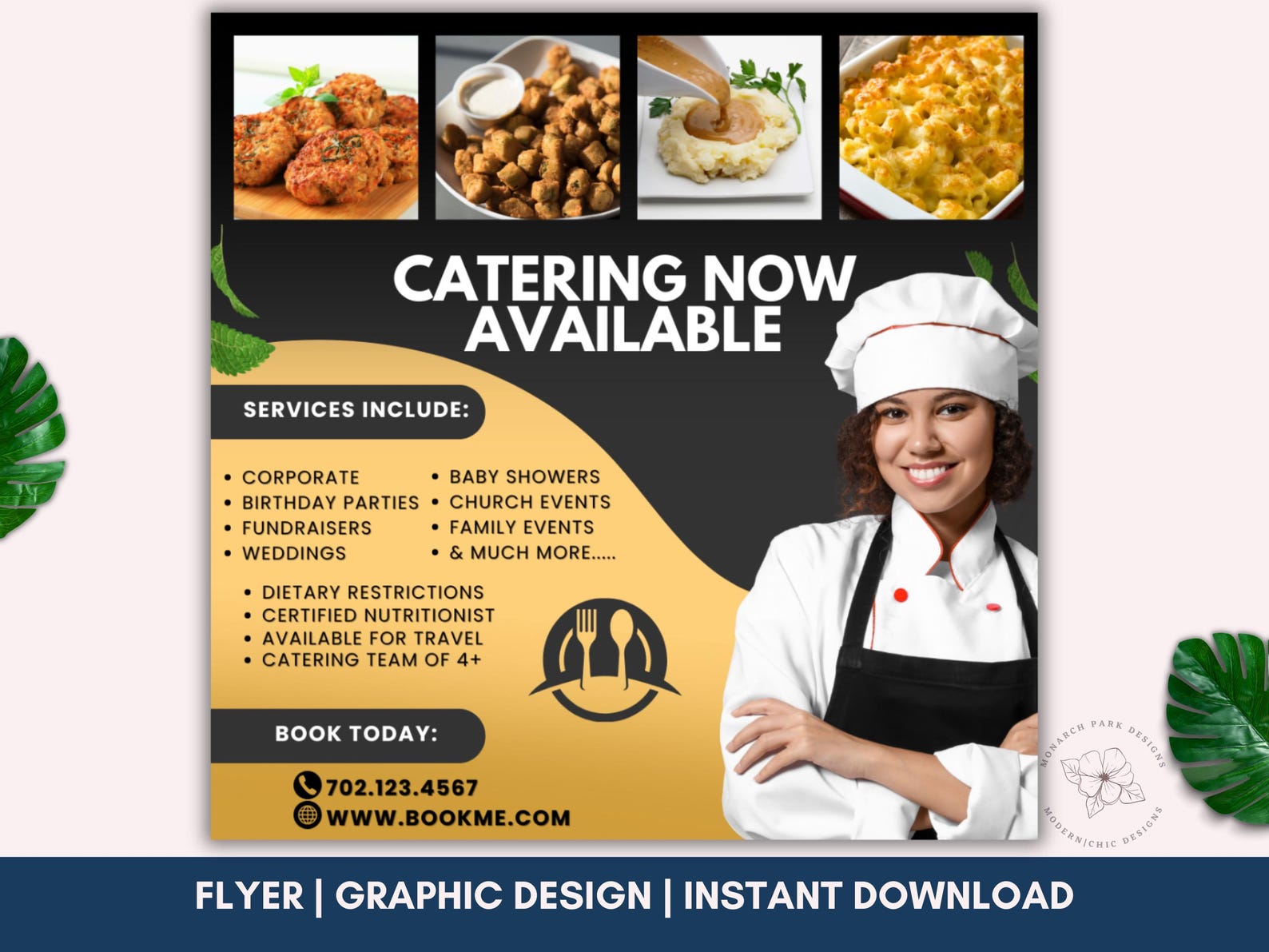 Editable Catering Flyer Template, Catering Services Flyer, Restaurant ...