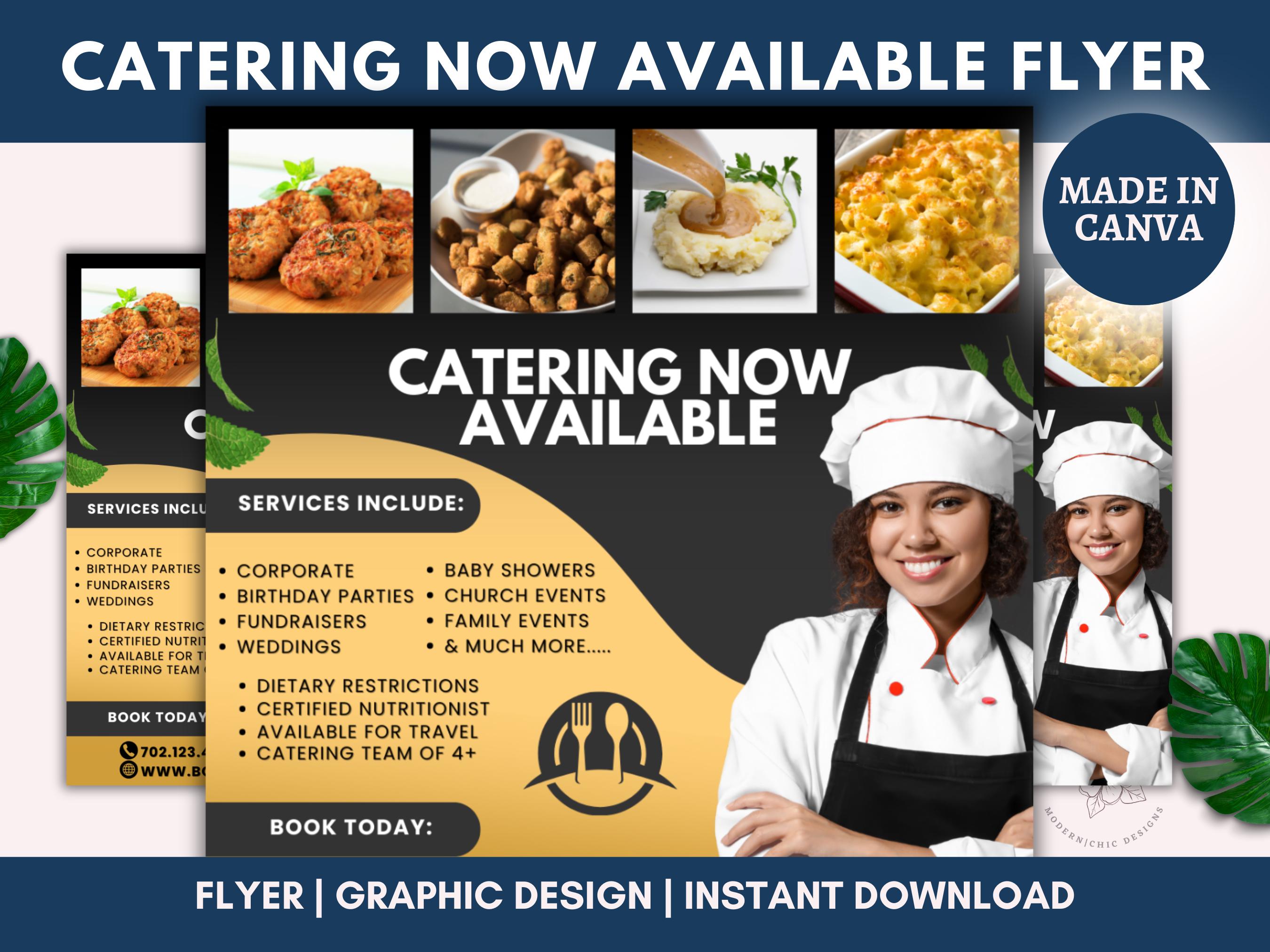 Editable Catering Flyer Template, Catering Services Flyer, Restaurant ...