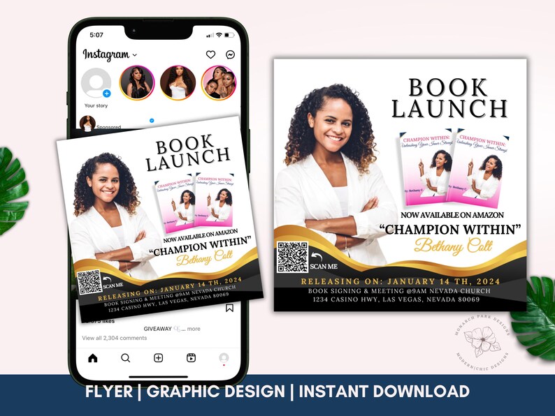 Editable Author Book Launch Flyer Template (canva) - Etsy