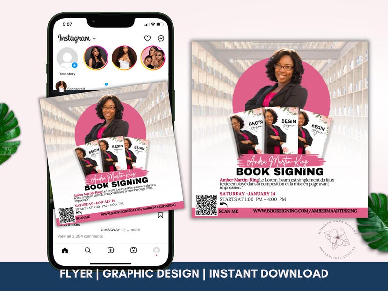 Editable Book Signing Flyer: Author Book Launch Template (canva Edit ...