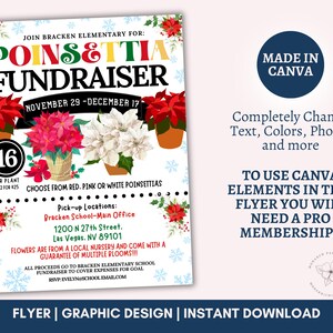 Poinsettia Fundraiser Flyer, Christmas School Church Pto Pta, Holiday ...