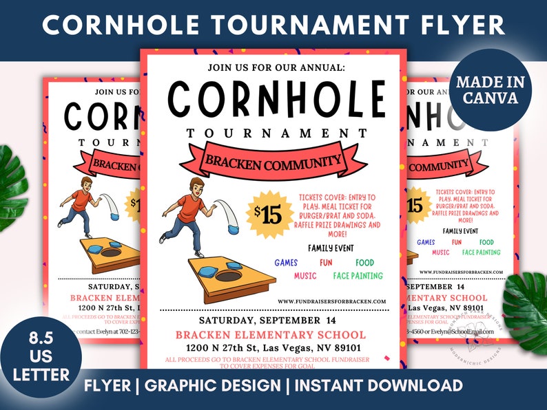 Editable Cornhole Tournament Flyer Template, Business School Church ...