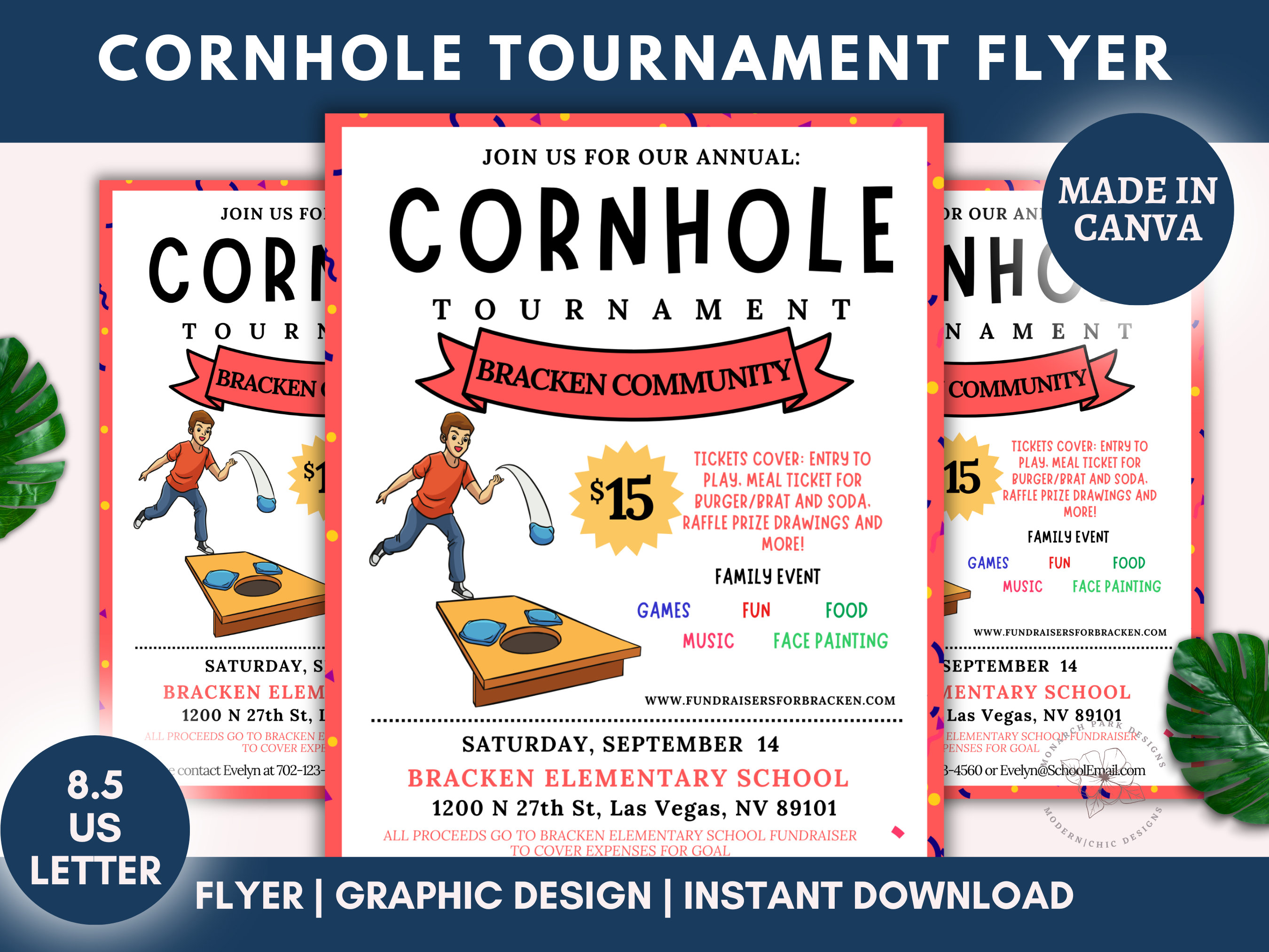 Editable Cornhole Tournament Flyer Template, Business School Church ...
