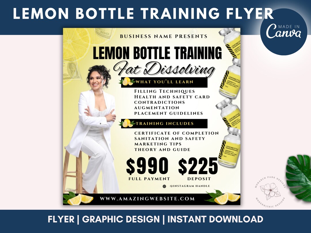 Lemon Bottle Course Flyer, Lemon Bottle Training, Social Media ...