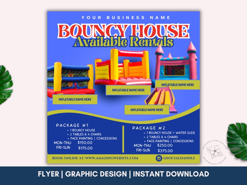 Editable Flyer Template, Bounce House Flyer, Kids Bouncy House, Jump ...
