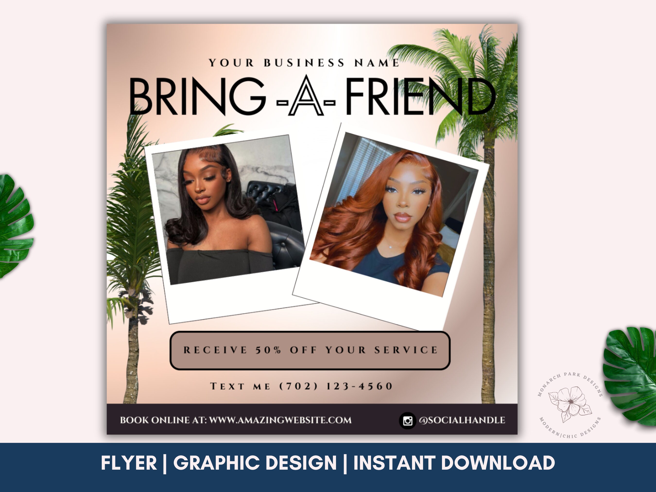 Bring a Friend Sale Flyer, June Best Friend Deal, Book Now, Hair ...
