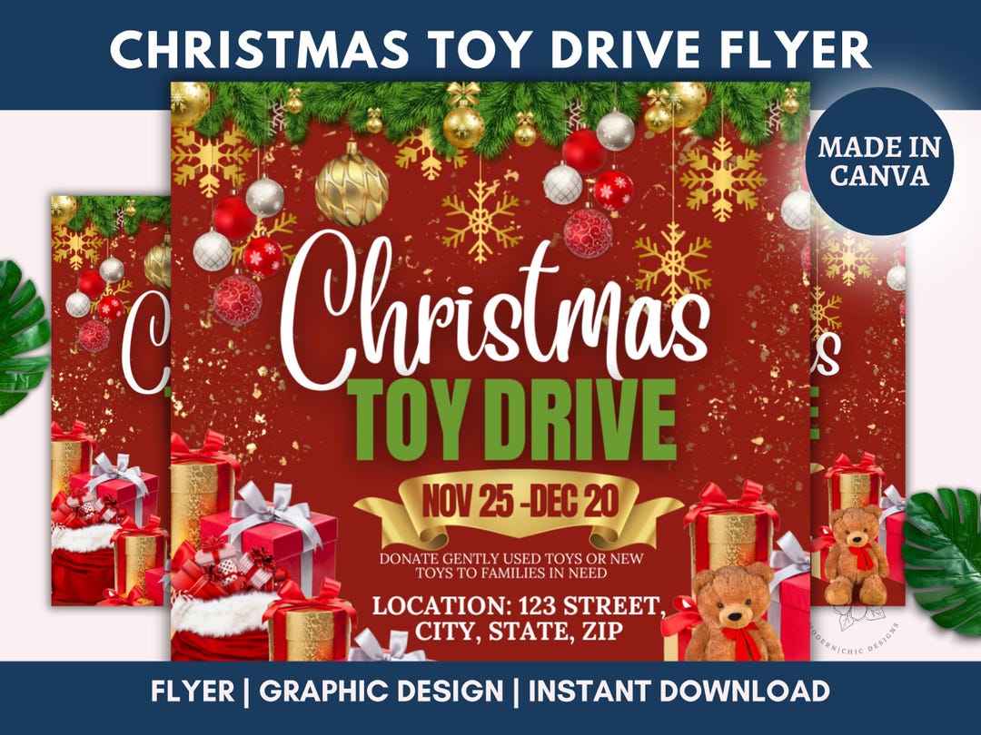 Toy Drive Flyer Template, Toy Donation Flyer, Church Christmas Flyer ...