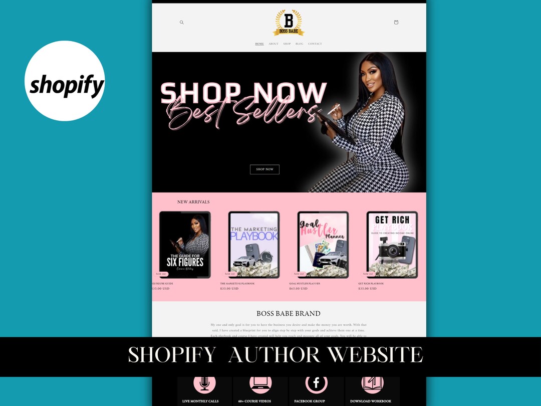 Shopify Theme, Author Website Template, Website Template Shopify ...