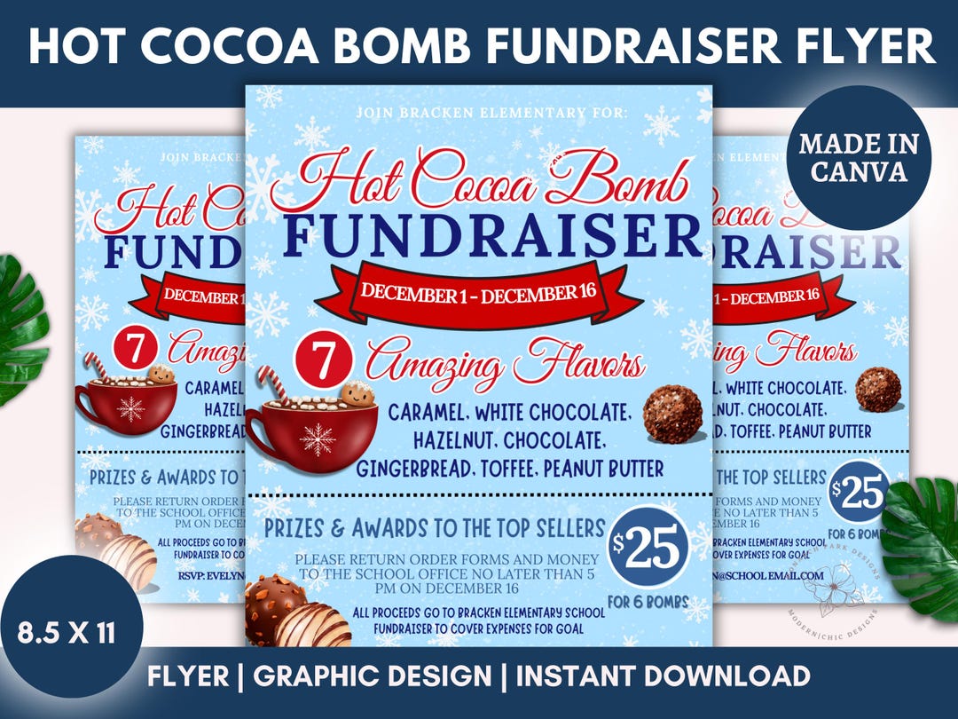 Editable Hot Cocoa Bomb Fundraiser Flyer, Printable PTA, PTO, School ...