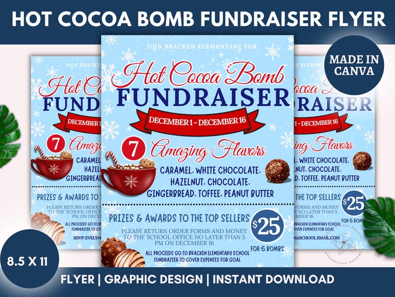 Editable Hot Cocoa Bomb Fundraiser Flyer, Printable PTA, PTO, School ...