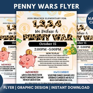 Editable Penny War Flyer, PTO PTA, Booster Club Event, Community School ...