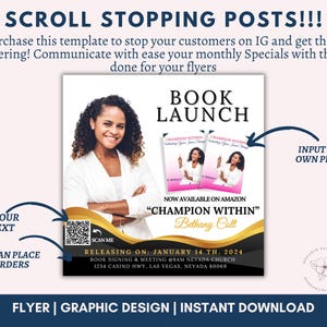 Editable Author Book Launch Flyer Template (canva) - Etsy