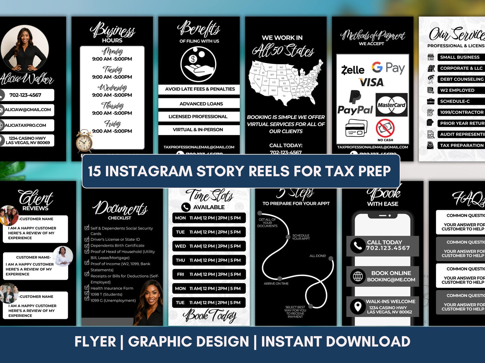 Tax Prep Instagram Story Reels Template, Tax Preparer Social Media ...